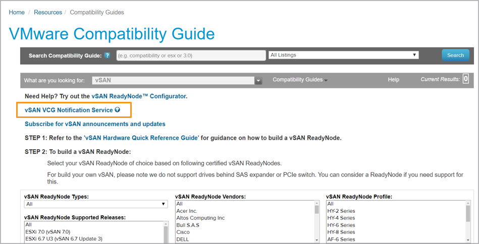 vSAN VCG Notification Service: Protecting vSAN Hardware Investments ...