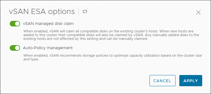 vSAN Prescriptive Disk Claim for the ESA in vSAN 8 U2 - VMware Cloud ...