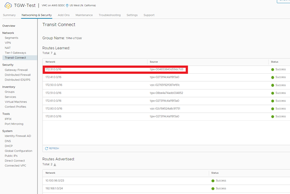 Getting Started with VMware Transit Connect Intra-Region Peering for ...