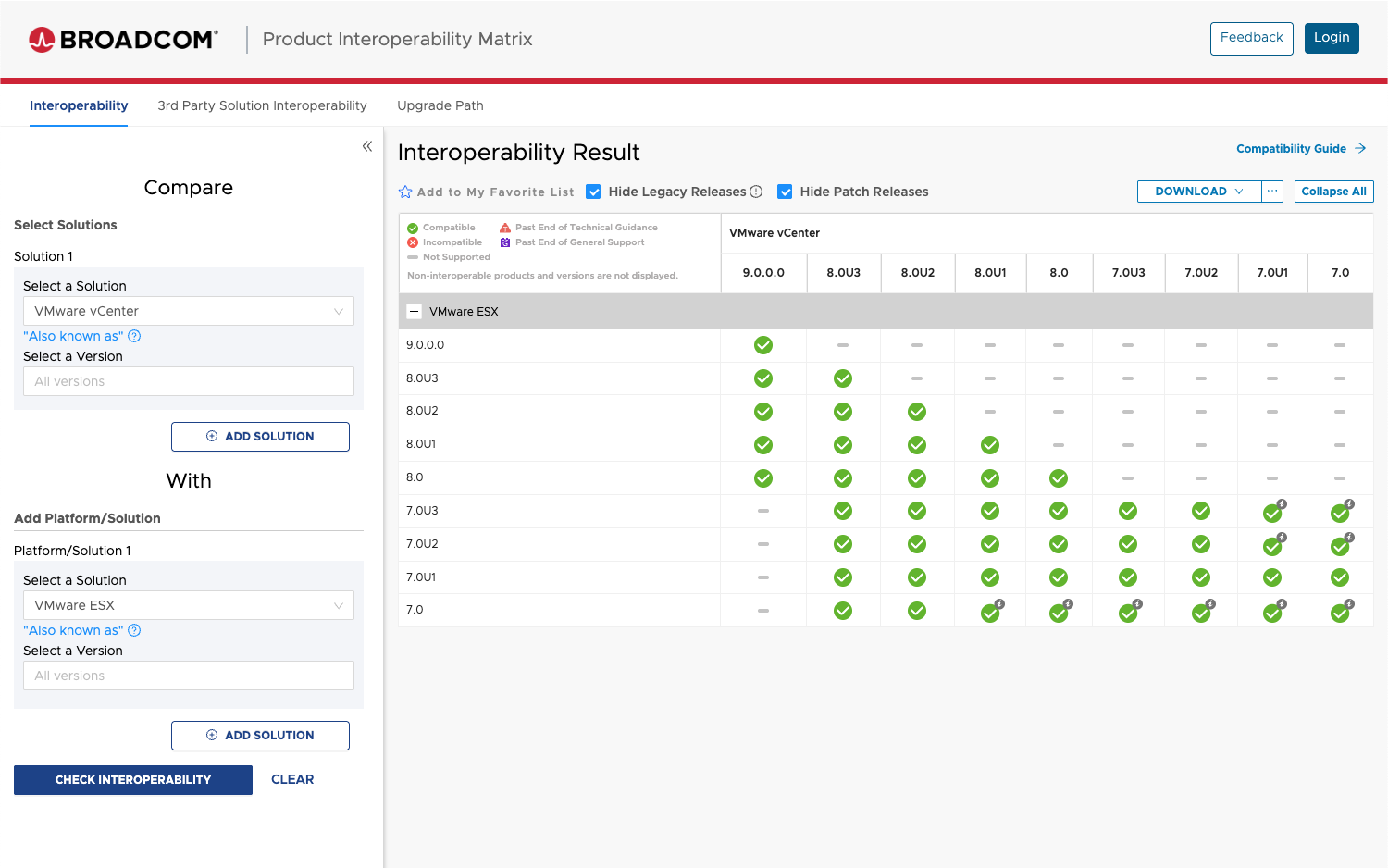 VMware 製品 互換性ガイド : Broadcom Compatibility Guide と Interoperability ...